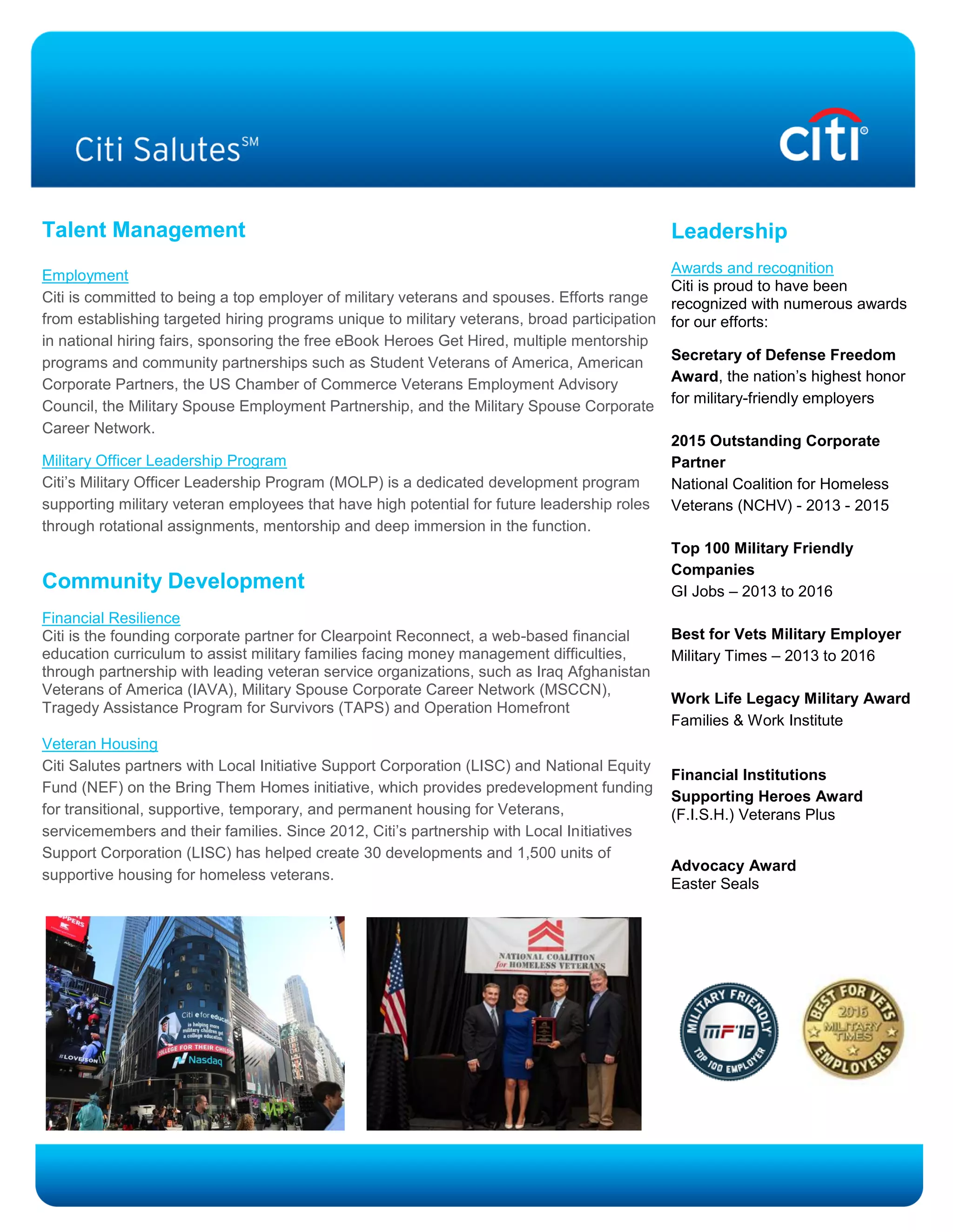 Citi Salutes One Pager