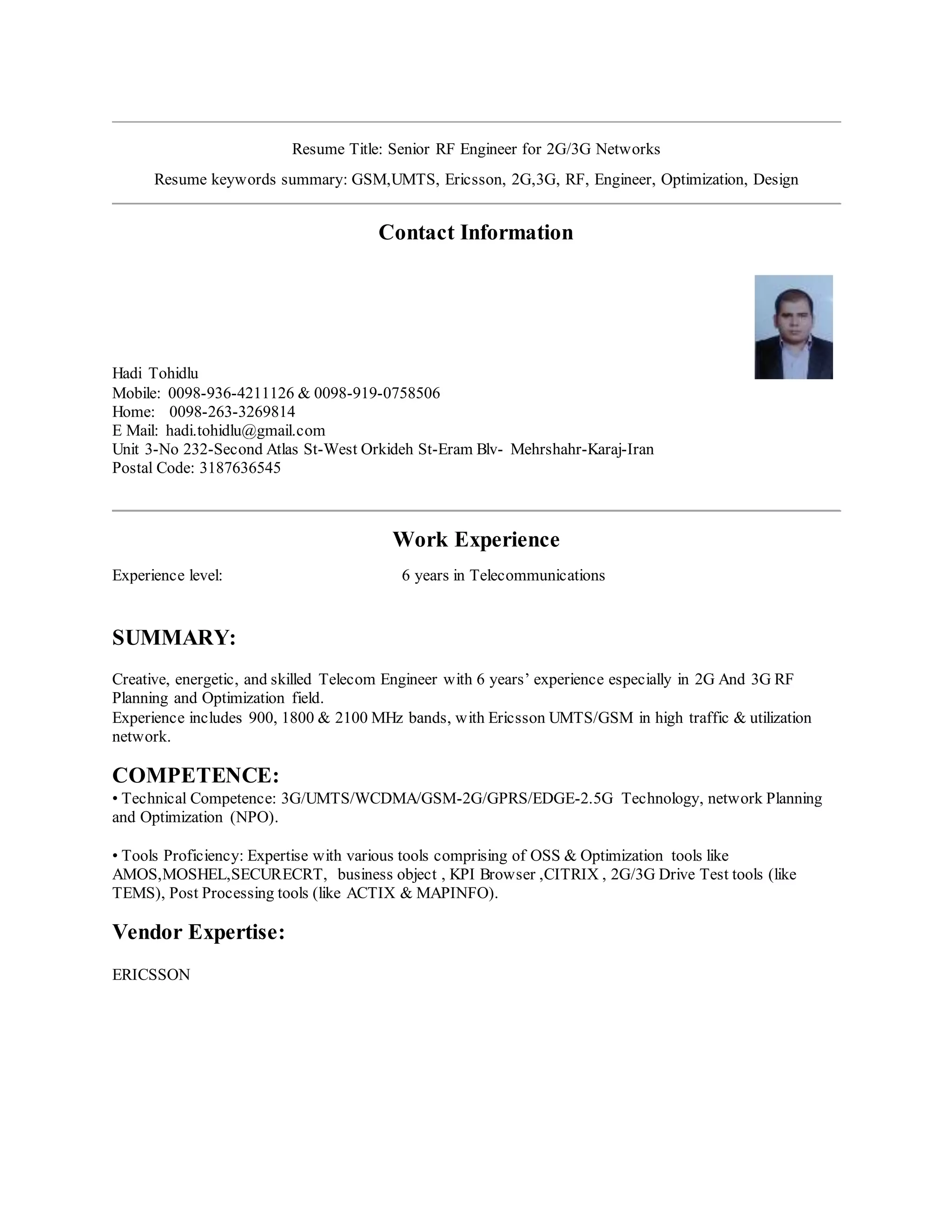 Hadi Tohidlou-CV | PDF