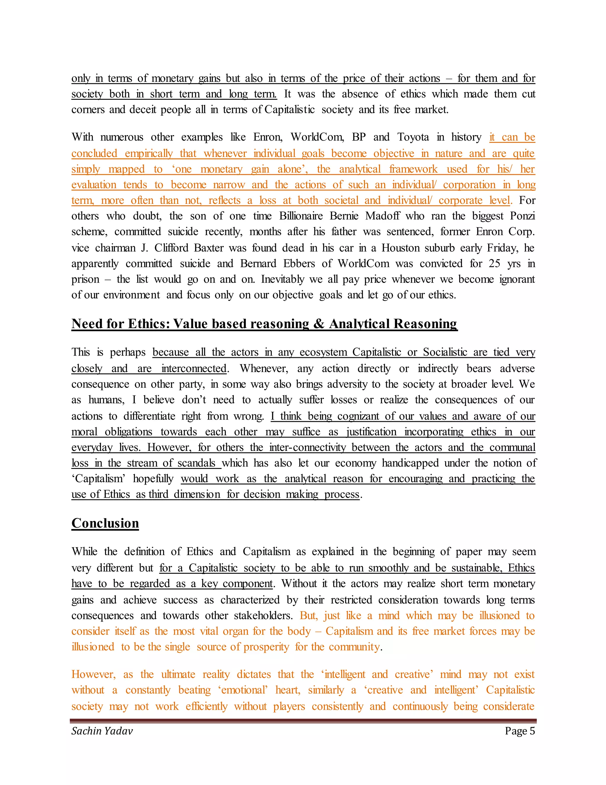 Ethics in Capitalism | PDF
