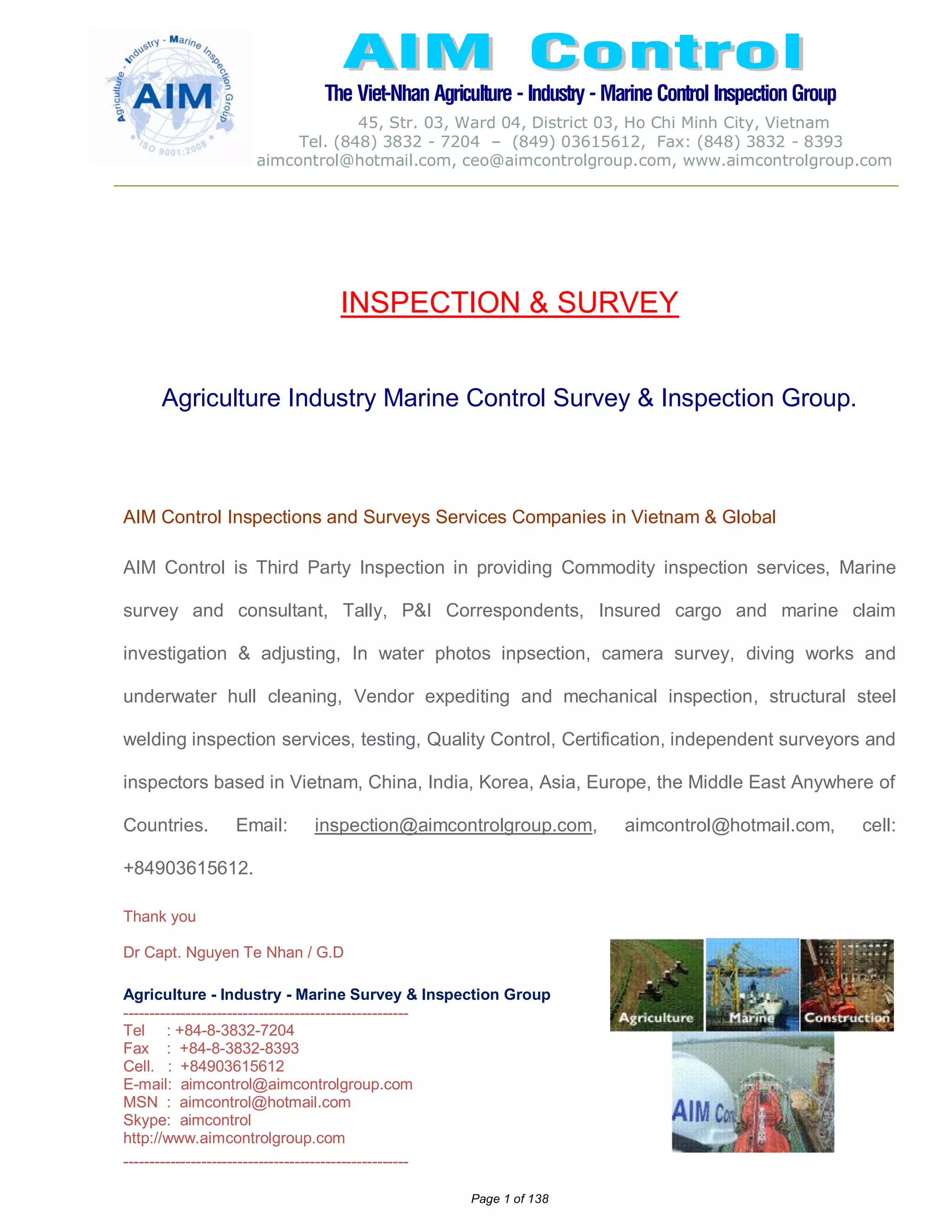 AIM CONTROL BROCHURE & INSPECTION SURVEY ACTIVITIES DETAILS | PDF