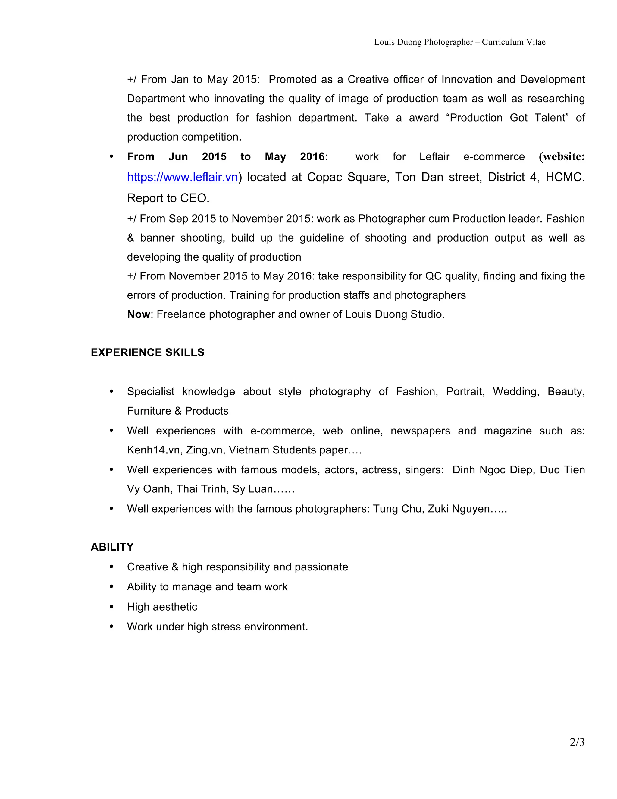 Duong Minh Triet (Louis Duong) _curriculum vitae update (Eng)-3 | PDF