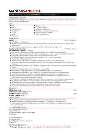 Manesh Sandeepa Resume | PDF