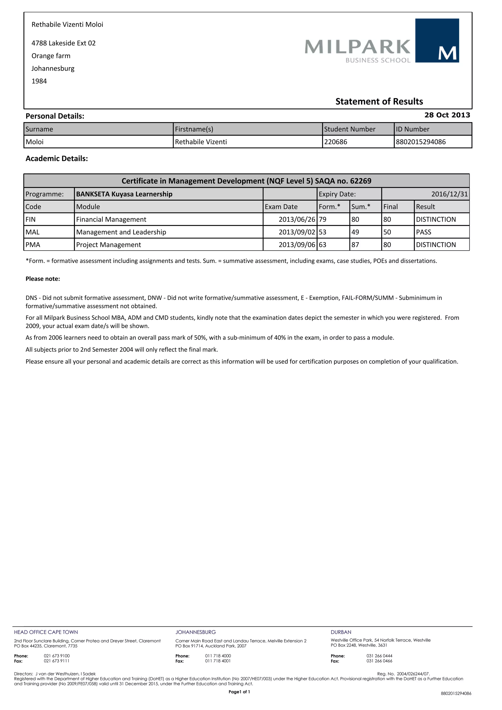 milpark reports | PDF