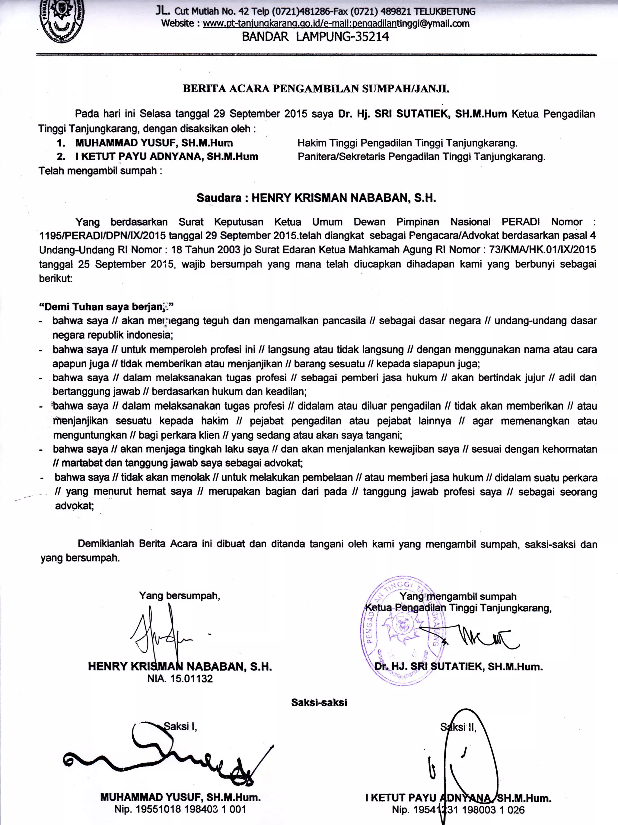 BERITA ACARA SUMPAH | PDF