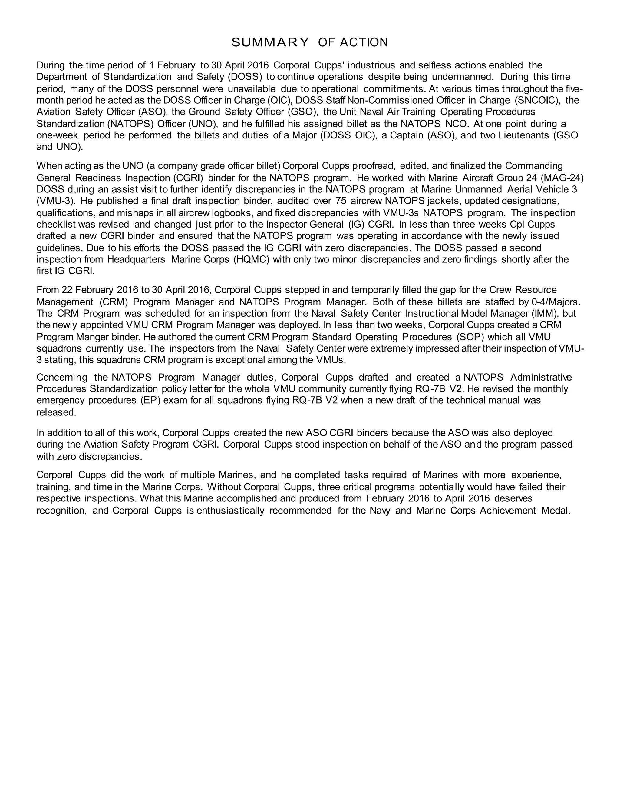 Summary of Action | DOCX