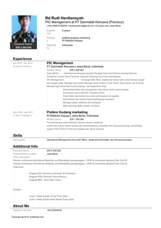 Rd Rudi Herdiansyah CV baru Jobstreet | PDF