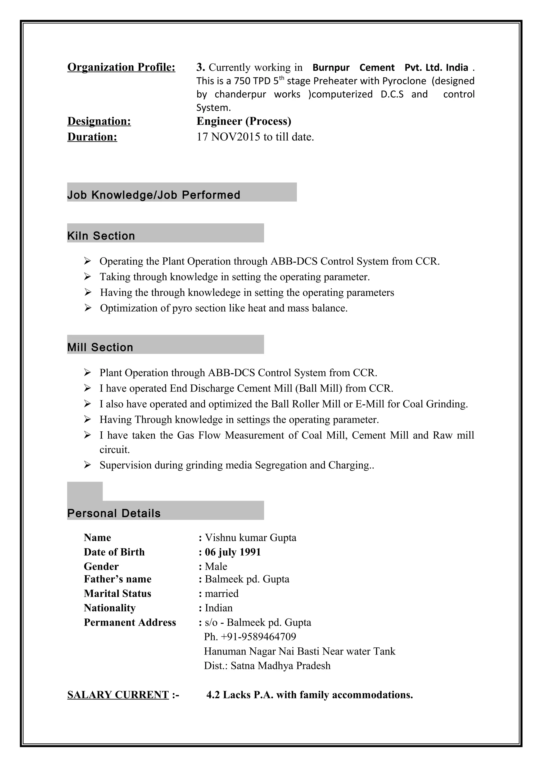 vishnu resume (1) | DOC | Civil Engineering Industry | Industries