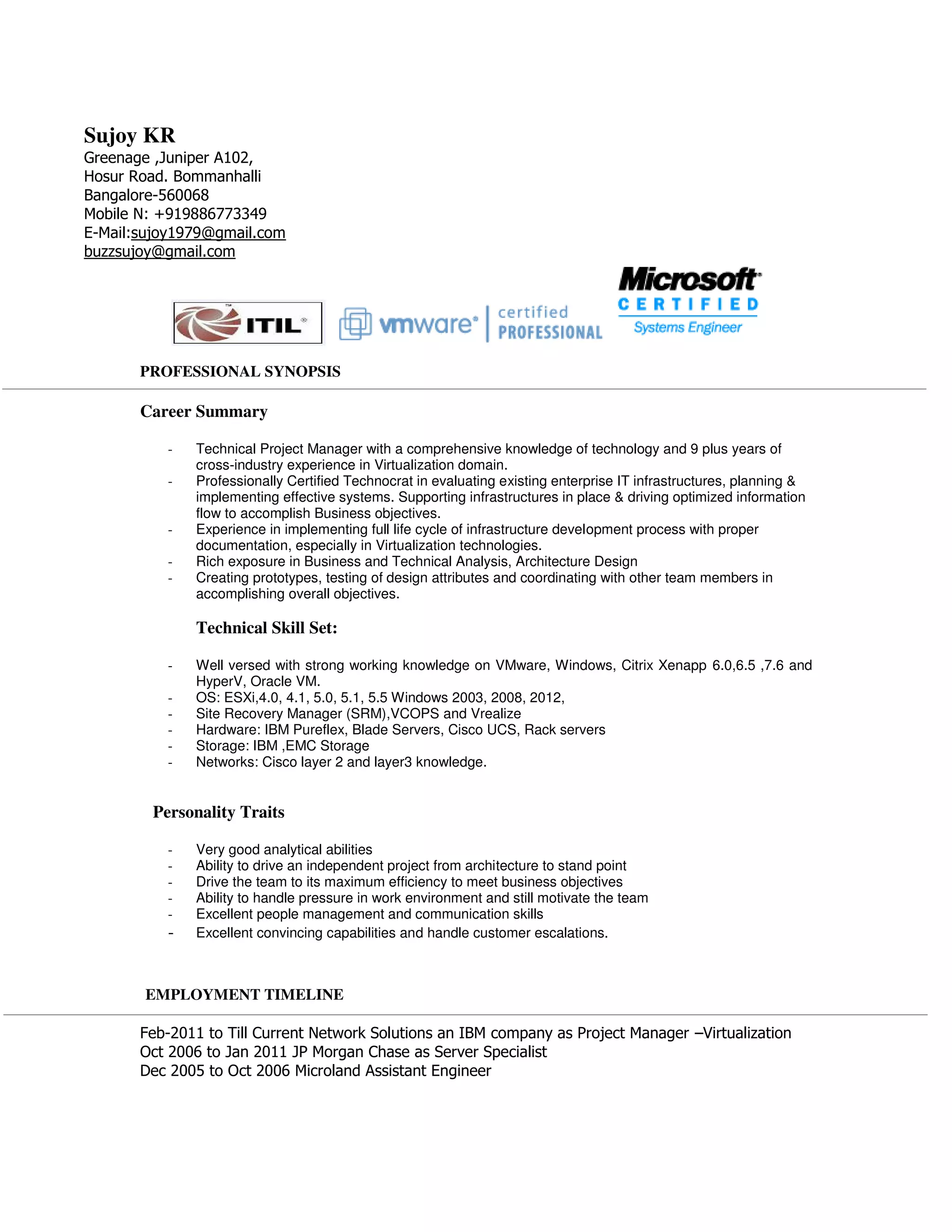 Sujoy KR Resume -1 | PDF