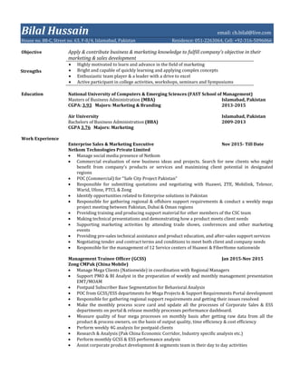 Bilal Up to date CV | PDF | Business Administration | Business
