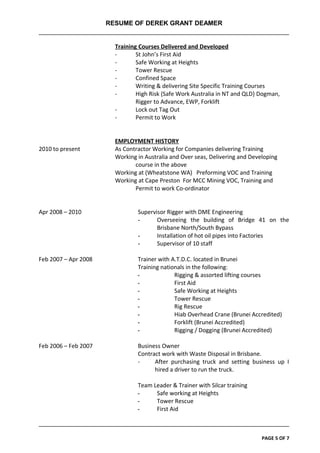 Derek Deamer Resume Aug 08-4 | DOC