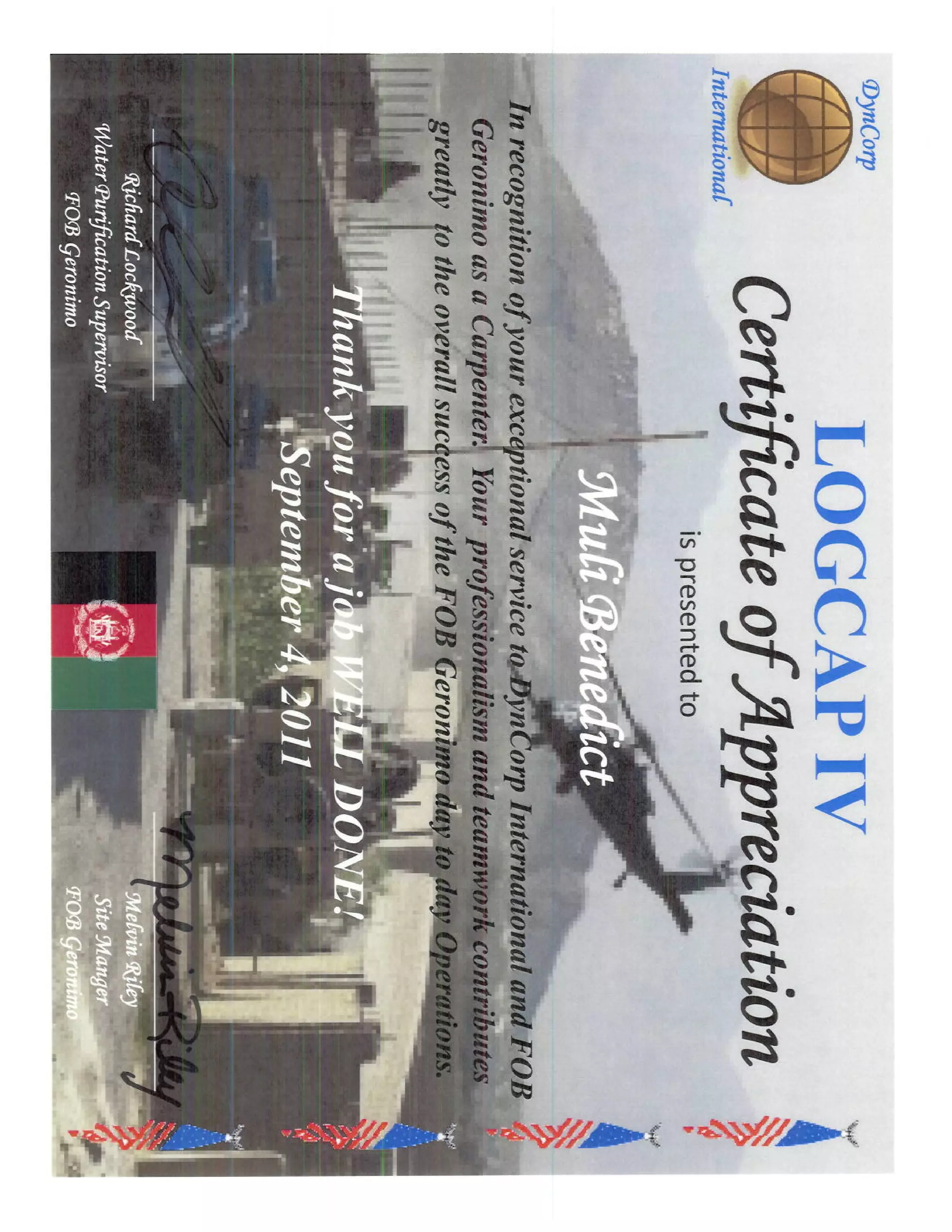 dyncorp certificate | PDF