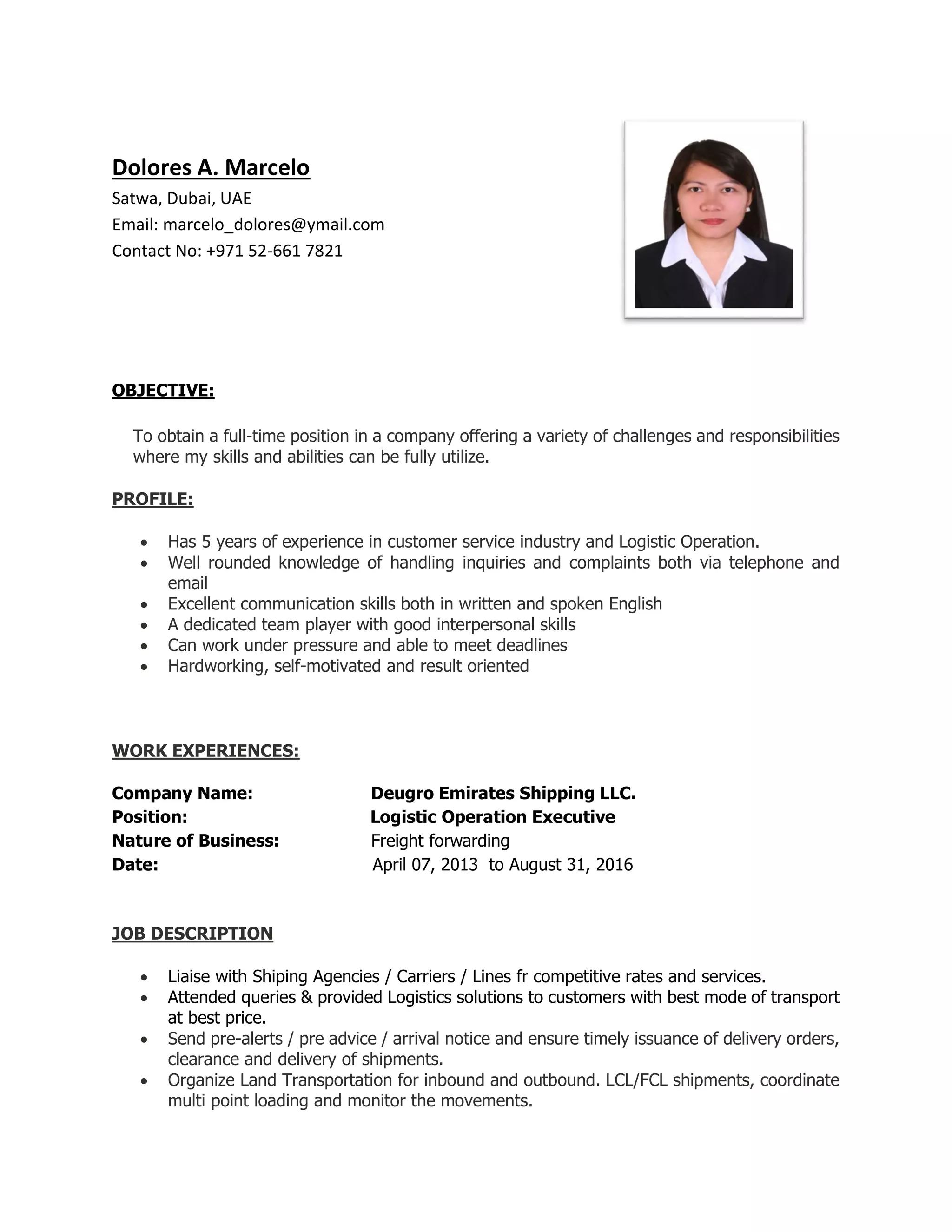 Dolores Marcelo CV pdf | PDF