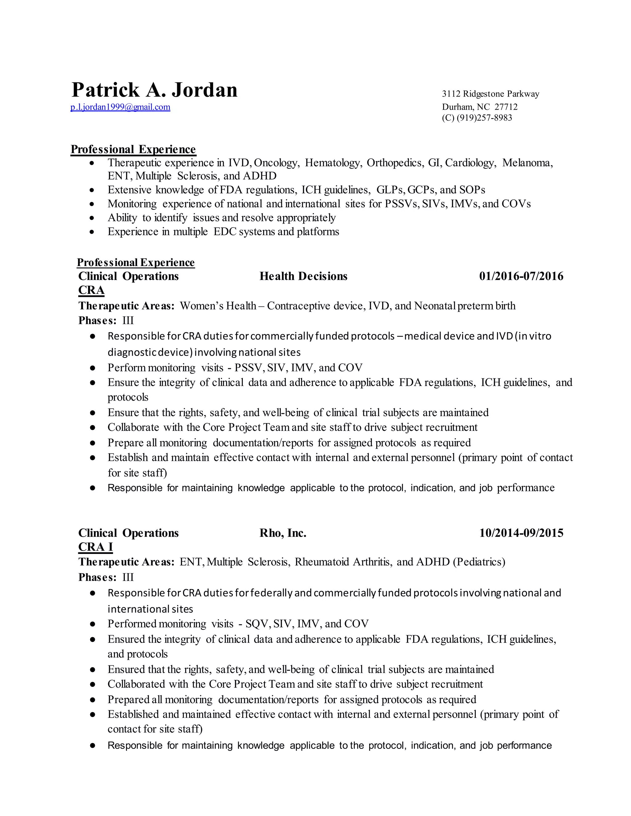 PJ_CV_09Jan2017 | DOCX | Pharmaceutical Industry | Industries