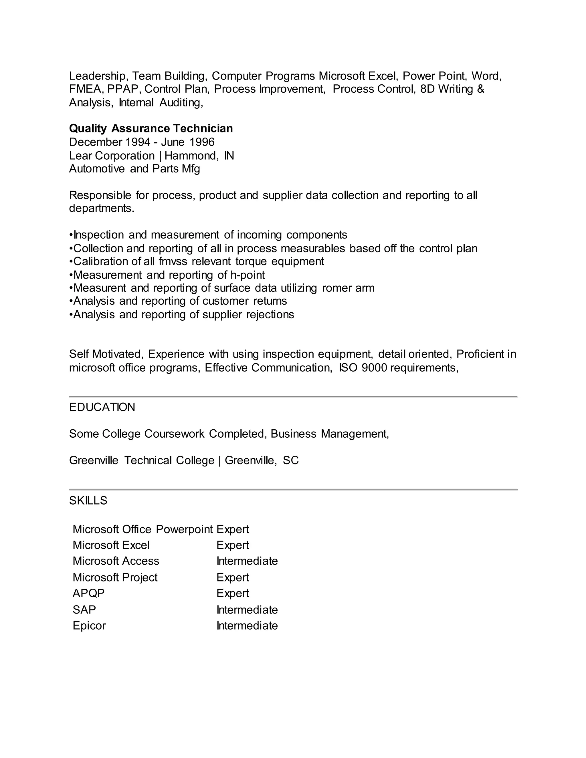 Quality Manager-Damon Goodwin | PDF