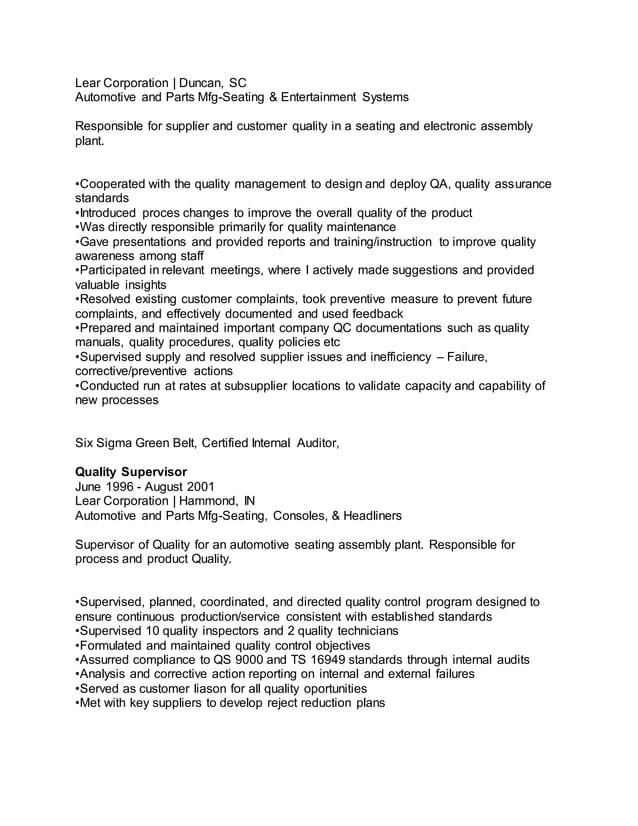 Quality Manager-Damon Goodwin | PDF