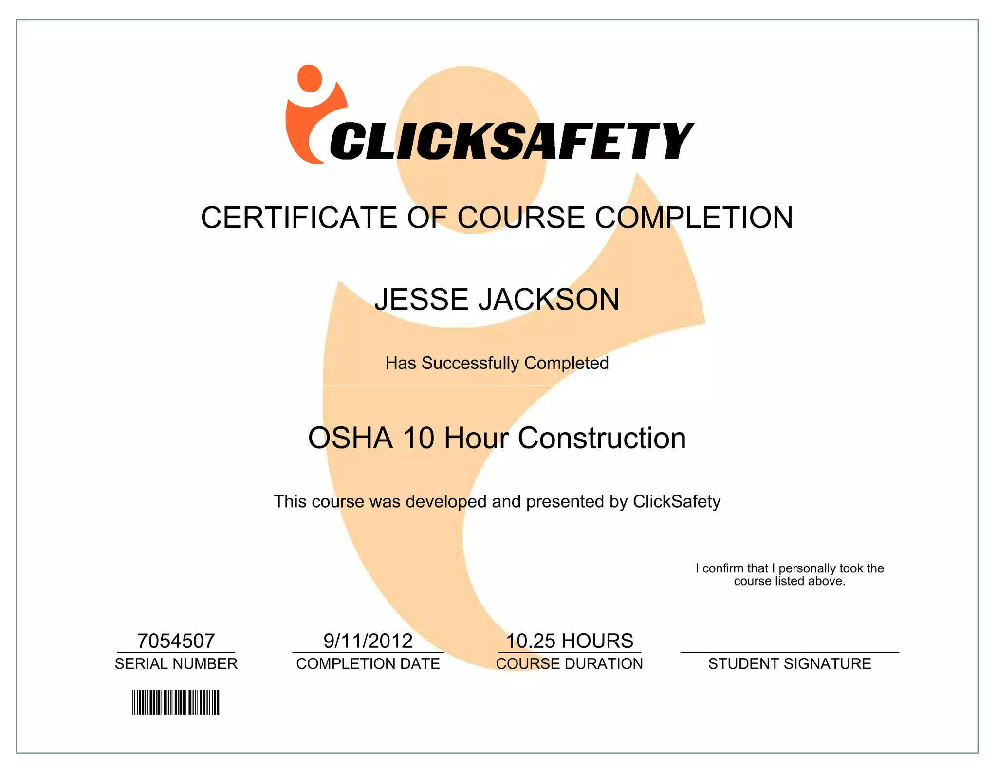 OSHA Certificate | PDF