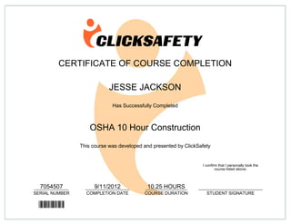 OSHA Certificate | PDF