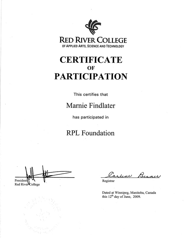 RED RIVER COLLEGE RPL CERTIFICATE | PDF