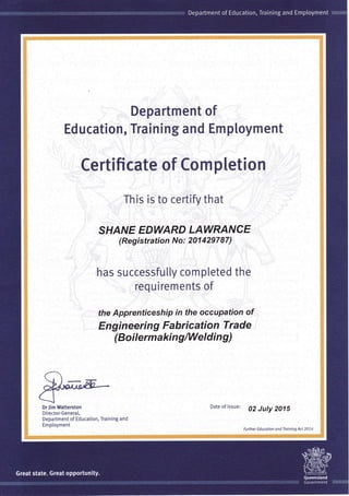 Boilermaking certificate of completion | PDF