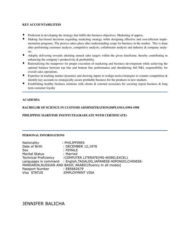 JENNIFER CV SEPT 2016 | PDF