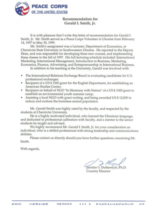letters of recoommendation from Peace Corps | PDF