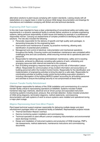 Gary Blakeley CV | DOC | Civil Engineering Industry | Industries