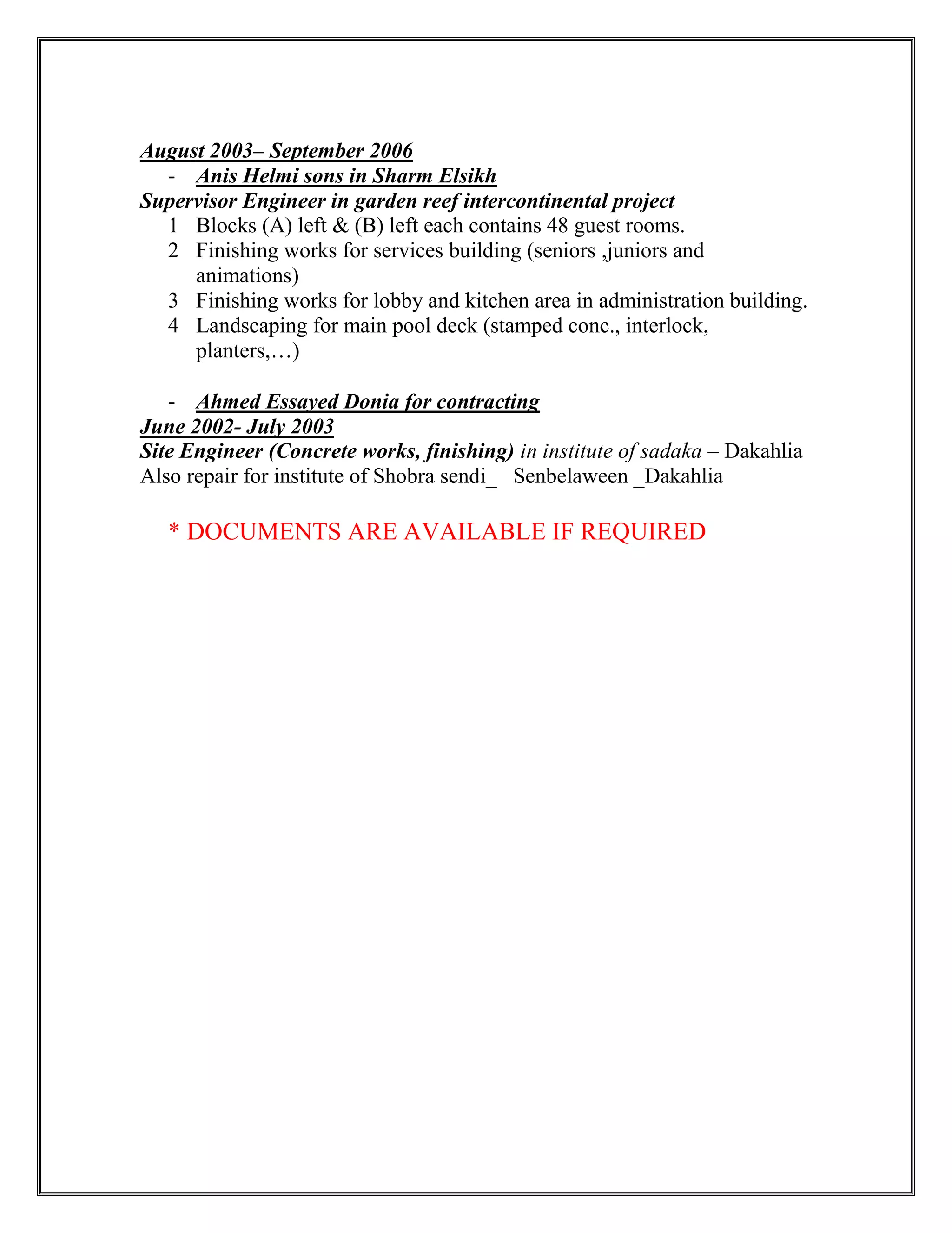 CV Eng. Ahmed zaki | PDF