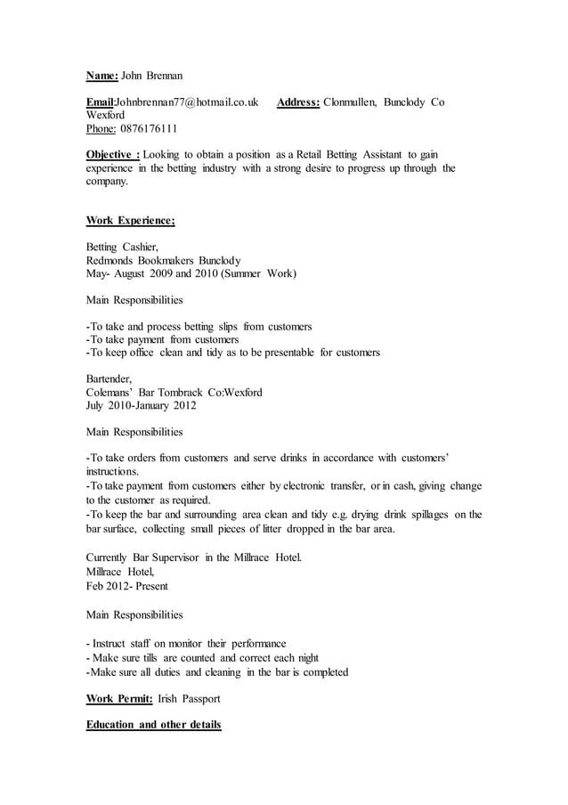 CV Word Document | DOCX