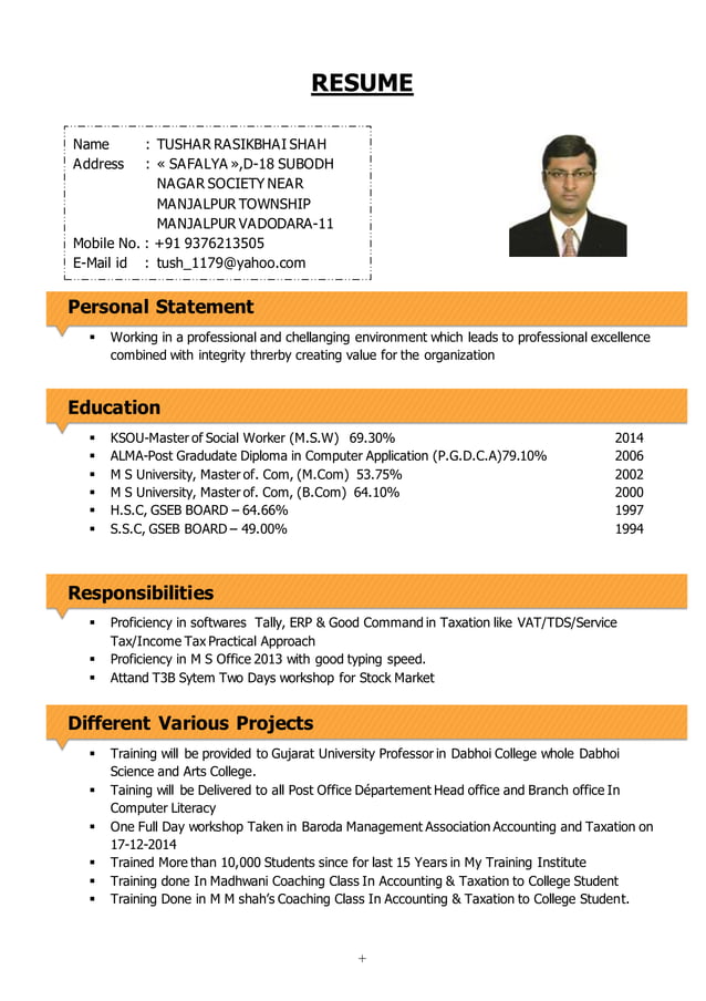 Tushar Professional Resume | PDF
