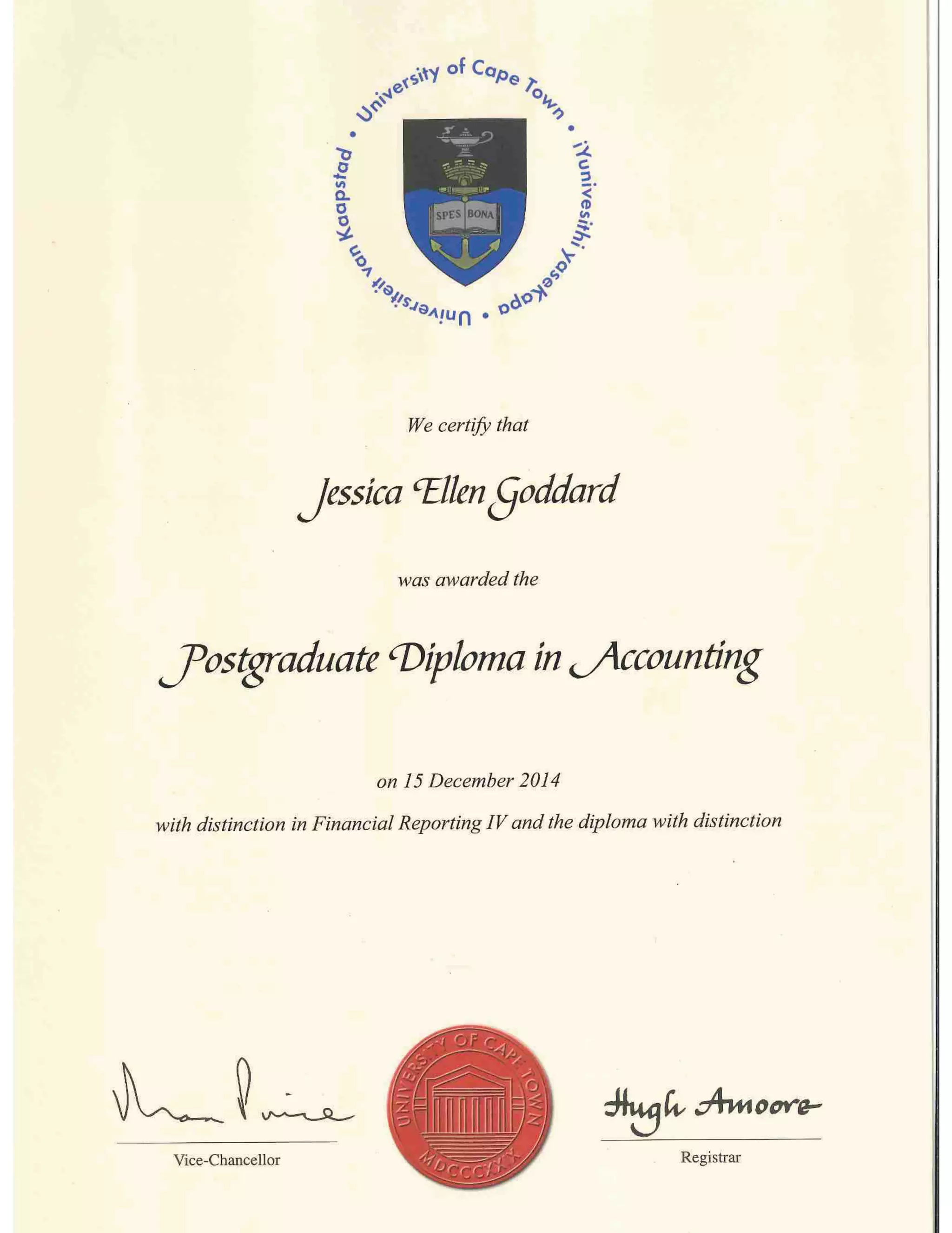UCT PGDA Certificate | PDF