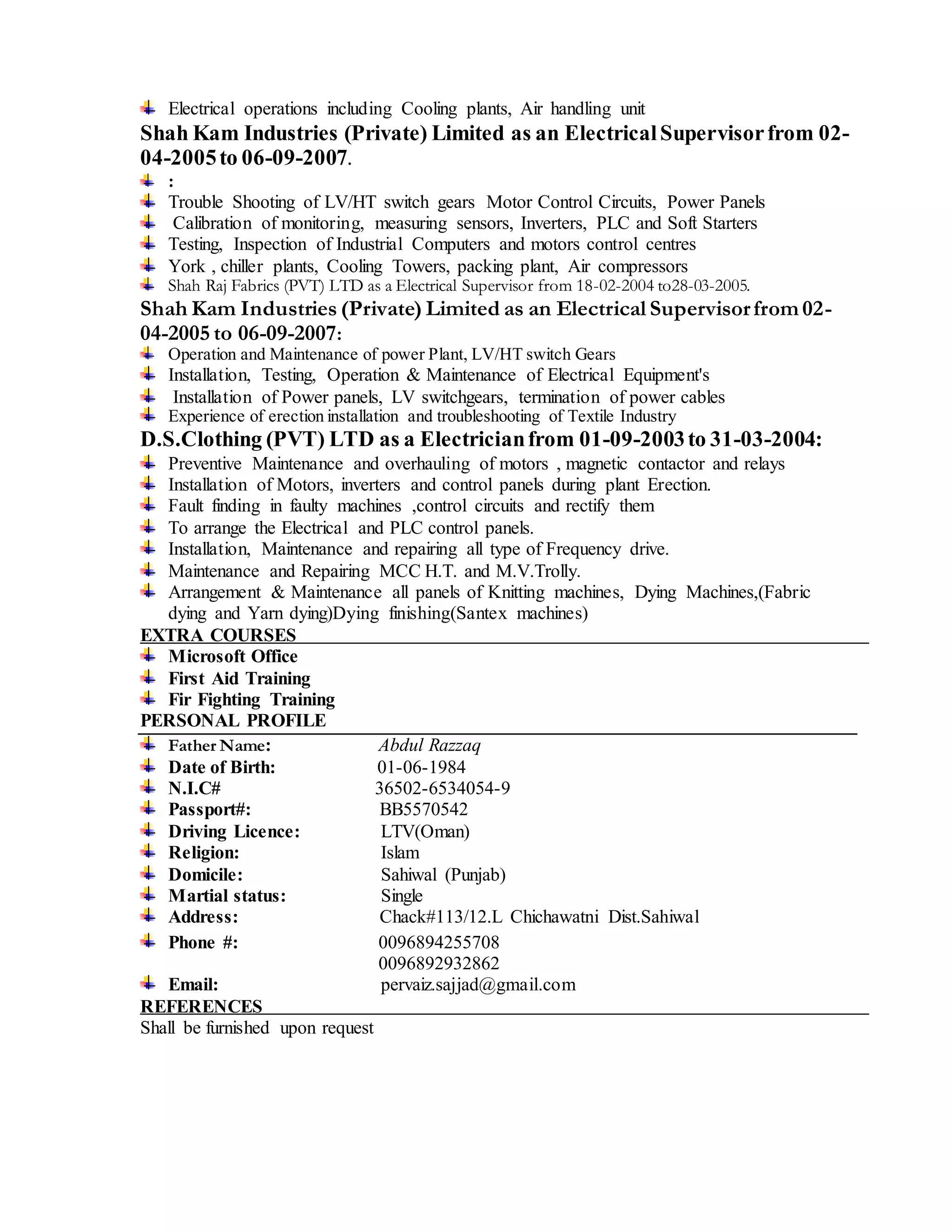 New Pervaiz Cv Pdf