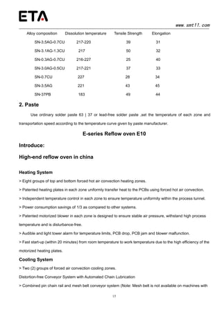 Reflow Oven for SMT line E8 | PDF