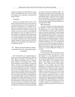 Avian Vocalization Adjustment to Urbanization and Anthropogenic Noise ...