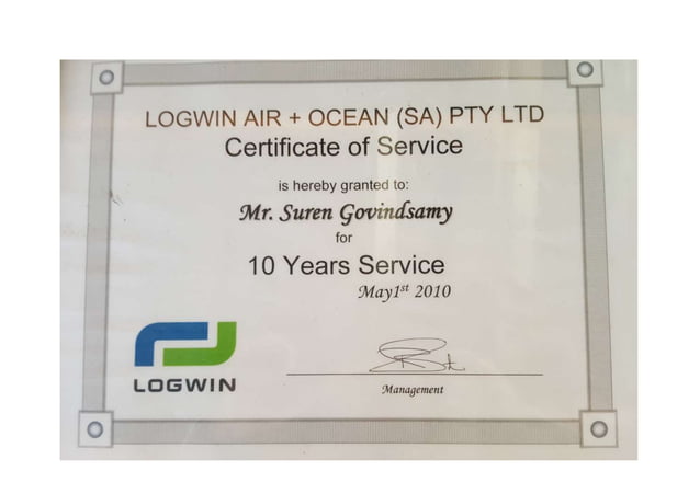 Logwin 10 year service | PPT
