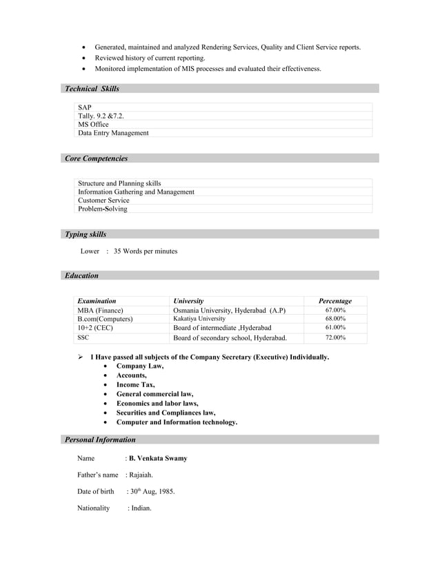 Resume of Venkata Swamy 2015 (1) | PDF