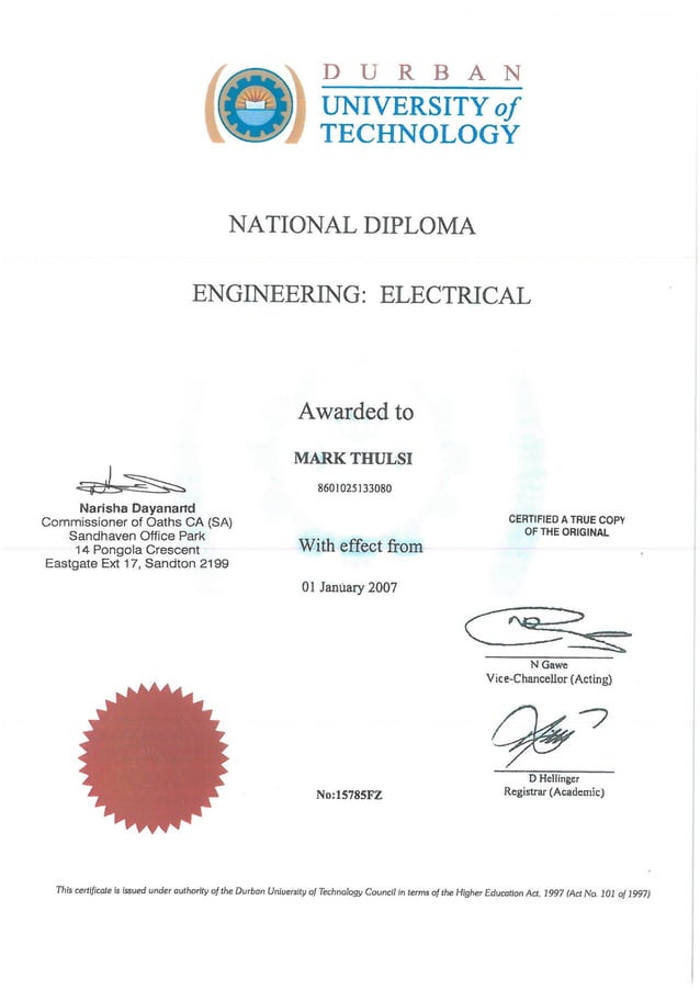National Diploma Certificate | PDF