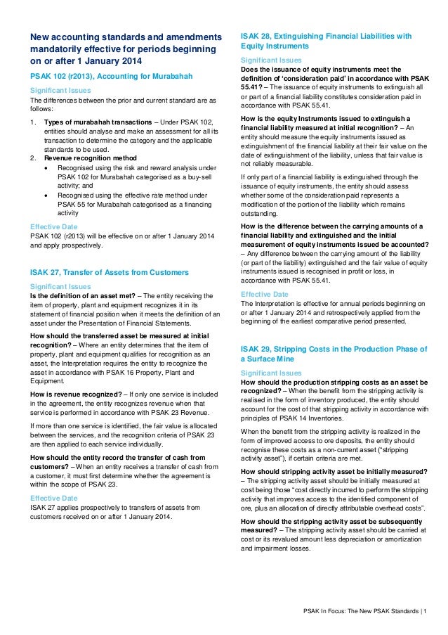 PSAK in Focus -The New PSAK Standards
