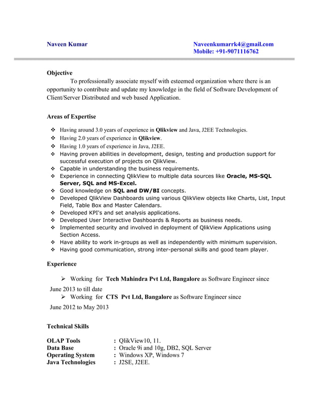 Naveen QlikView Developer | DOC Naveen QlikView Developer | DOC