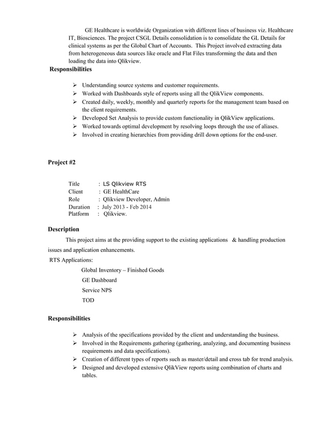 Naveen QlikView Developer | DOC | Databases | Computer Software and Applications