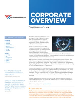 WWT Corporate Overview Brochure - 2015 | PDF