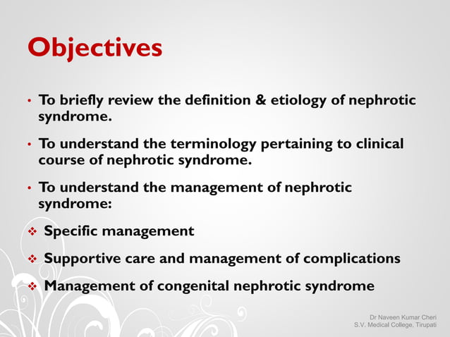 Management Of Nephrotic Syndrome | PDF