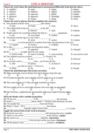 E8 unit unit 4 our past | PDF
