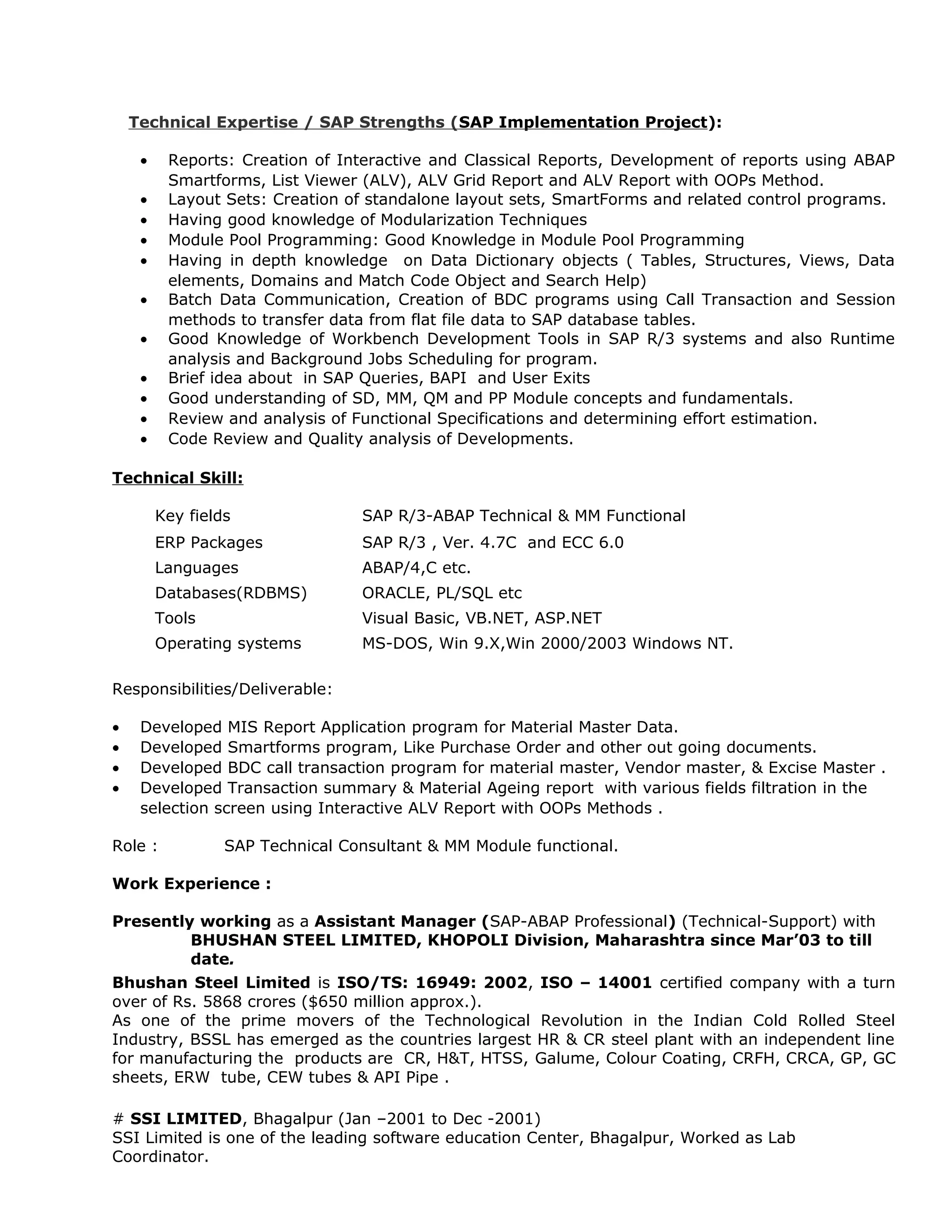 Ajay-ABAP-Resume | DOC