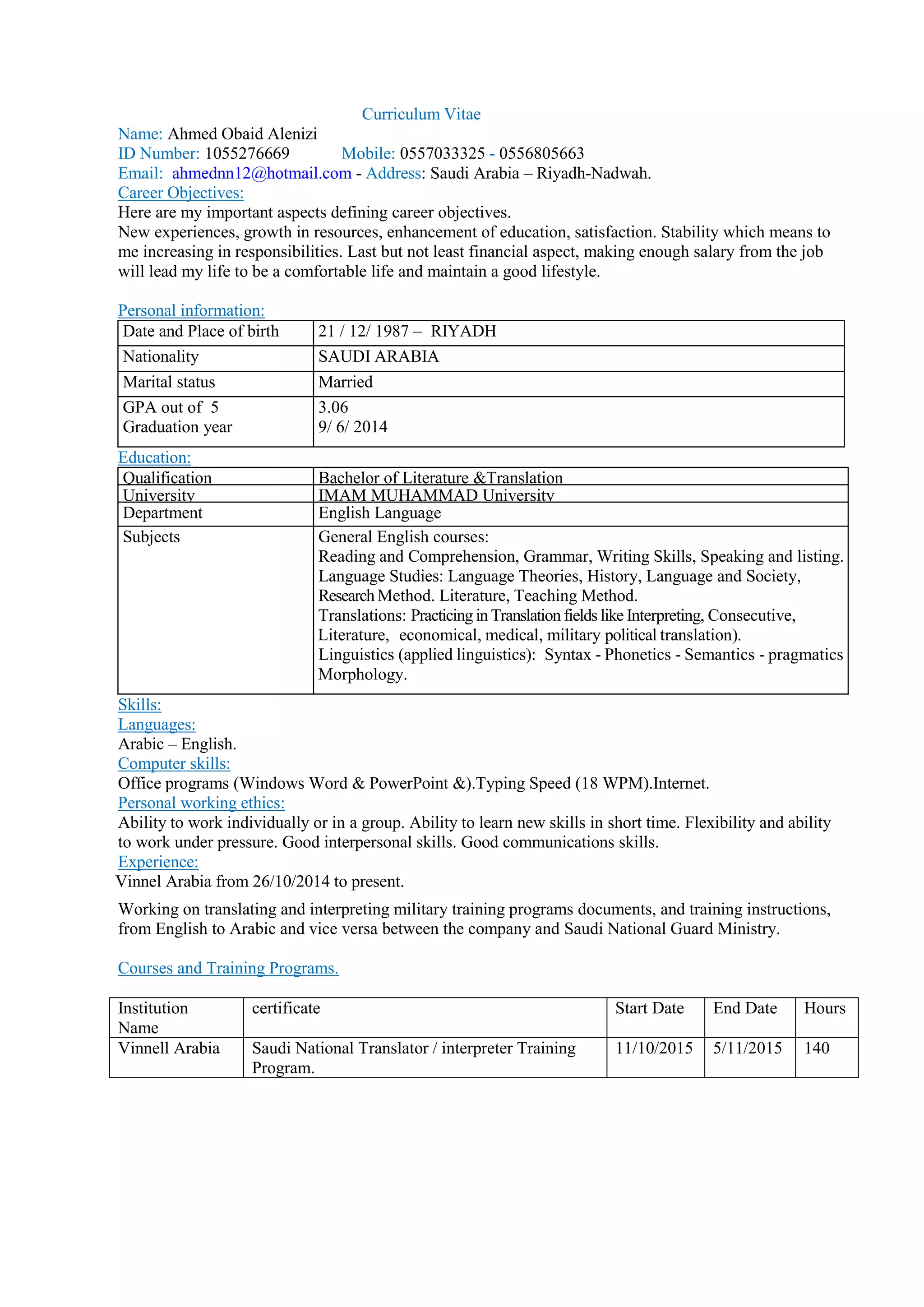 Curriculum Vitae | PDF | Education