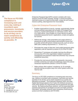 EPV_PCI DSS White Paper (3) Cyber Ark | PDF