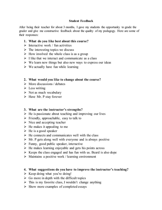 student feedback | PDF
