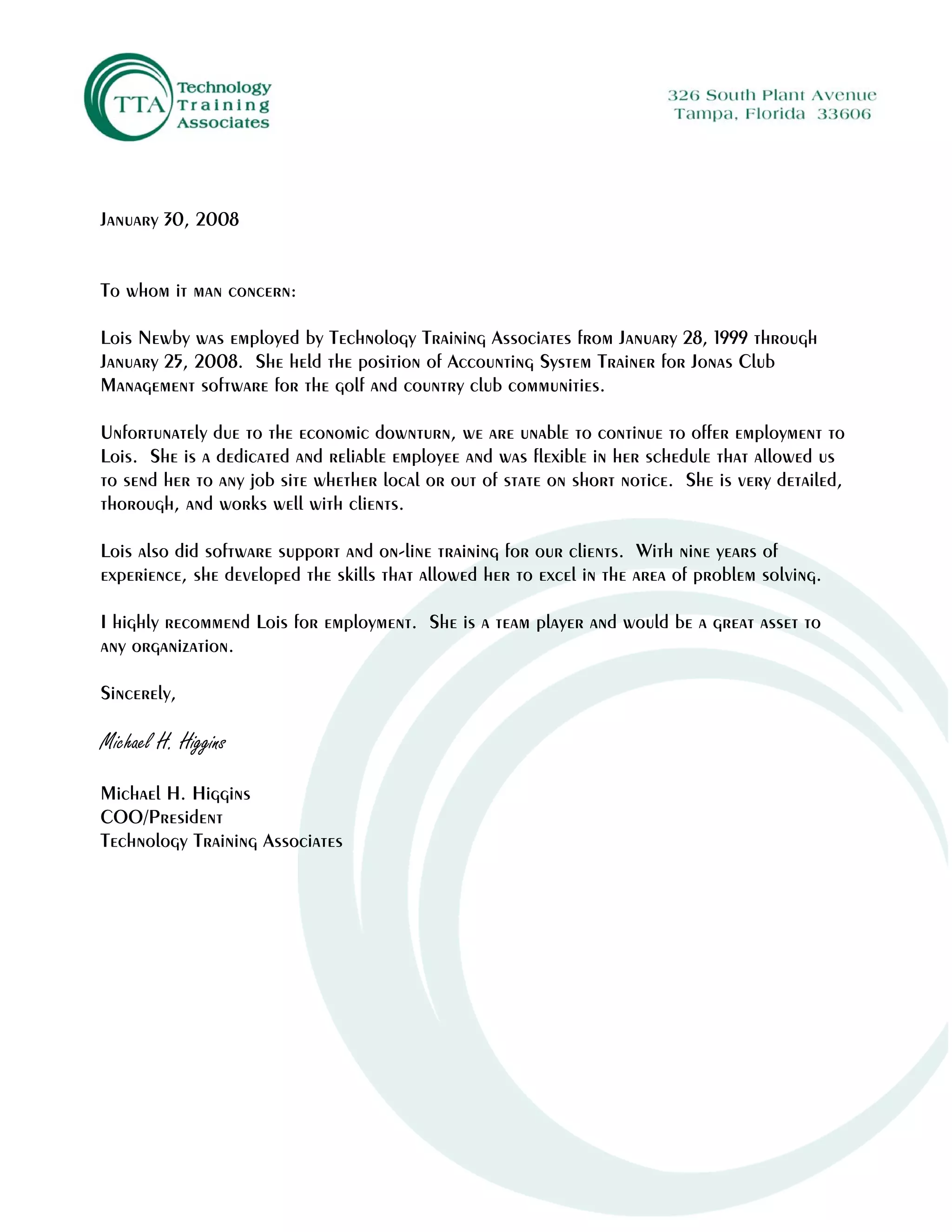 Reference Letter from TTA | PDF | Business | Business and Finance