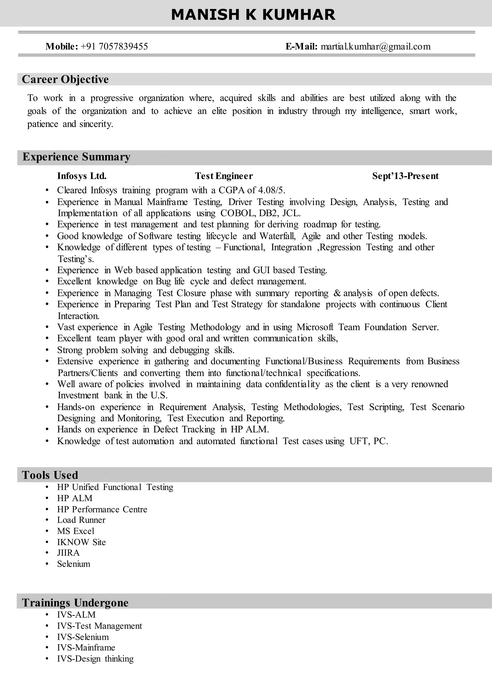 Resume_Manish Kumar | PDF