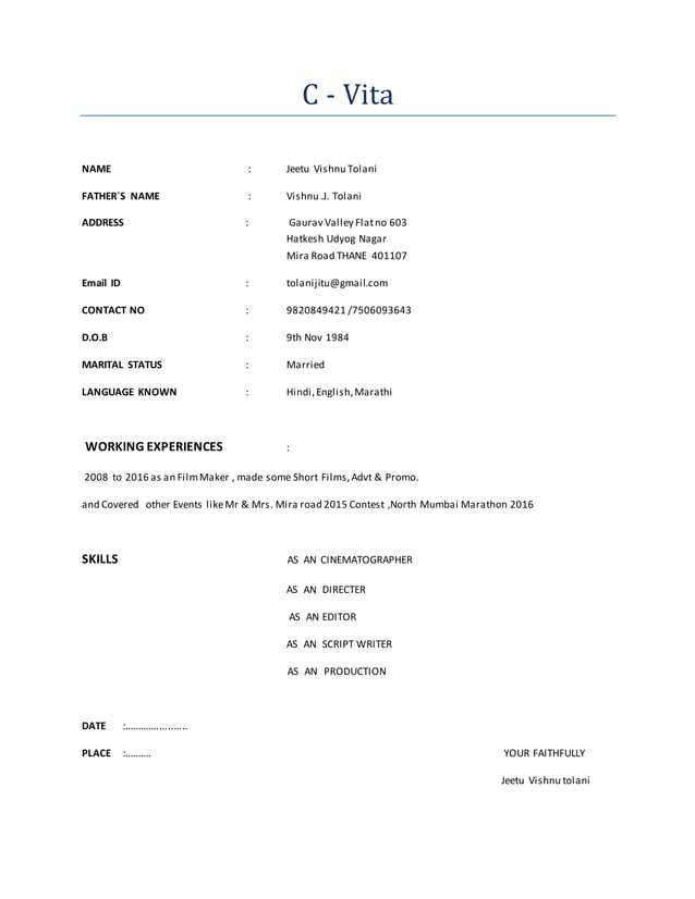 biodata JEETU | DOCX