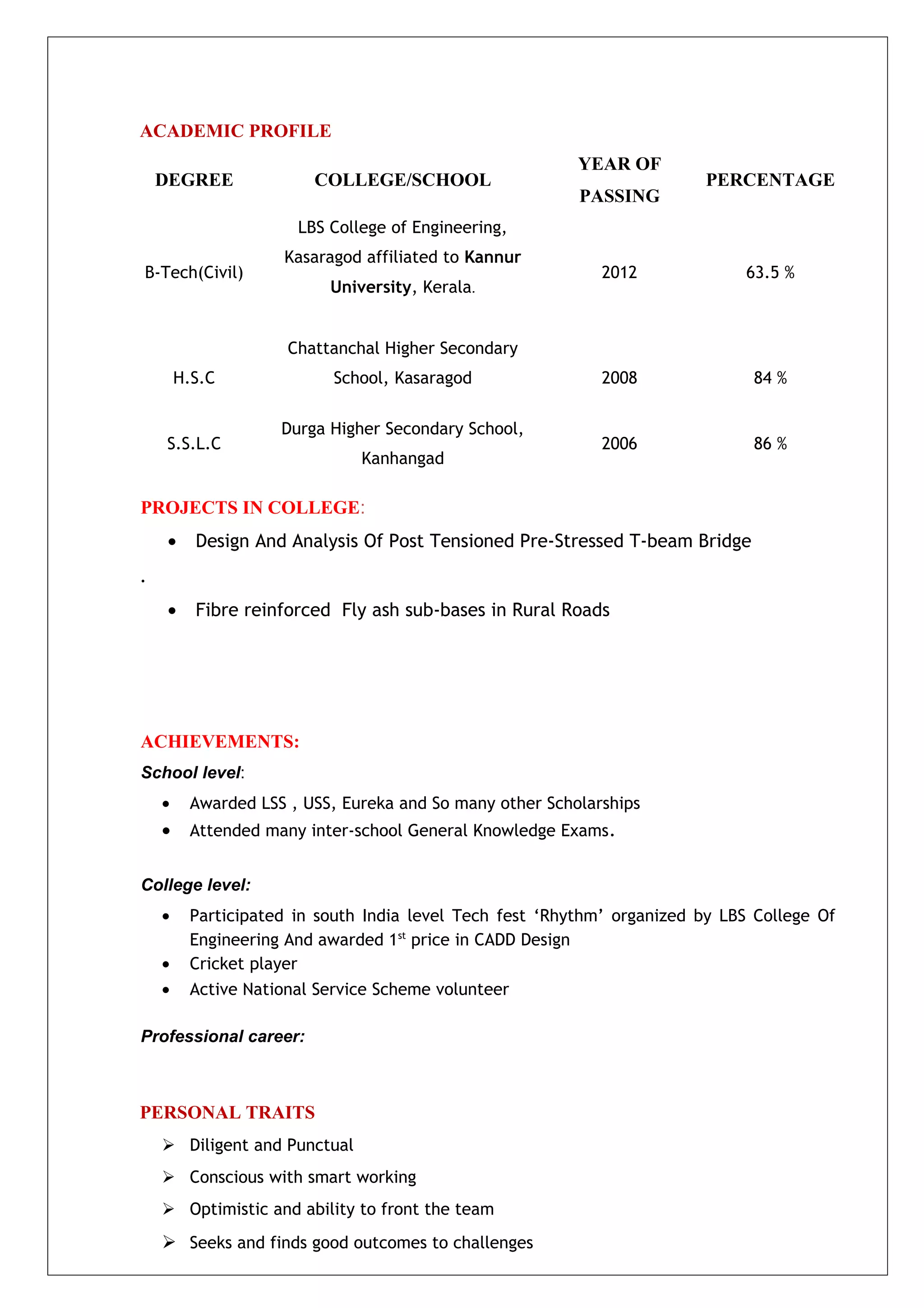 pradeesh resume | DOC